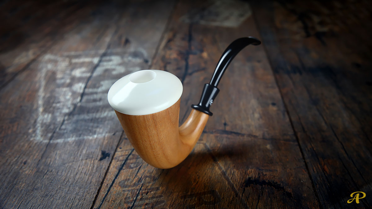 AltinokPipes.com - African Calabash Pipe with Block Meerschaum Bowl